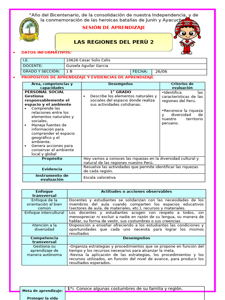 1º U4 S2 Sesion D1 PS Las Regiones Del Peru | PDF 1º U4 S2 Sesion D1 PS Las Regiones Del Peru | PDF