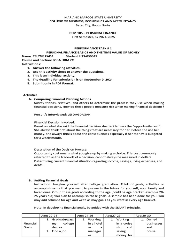 Unit 1 Performance Task 1 | PDF