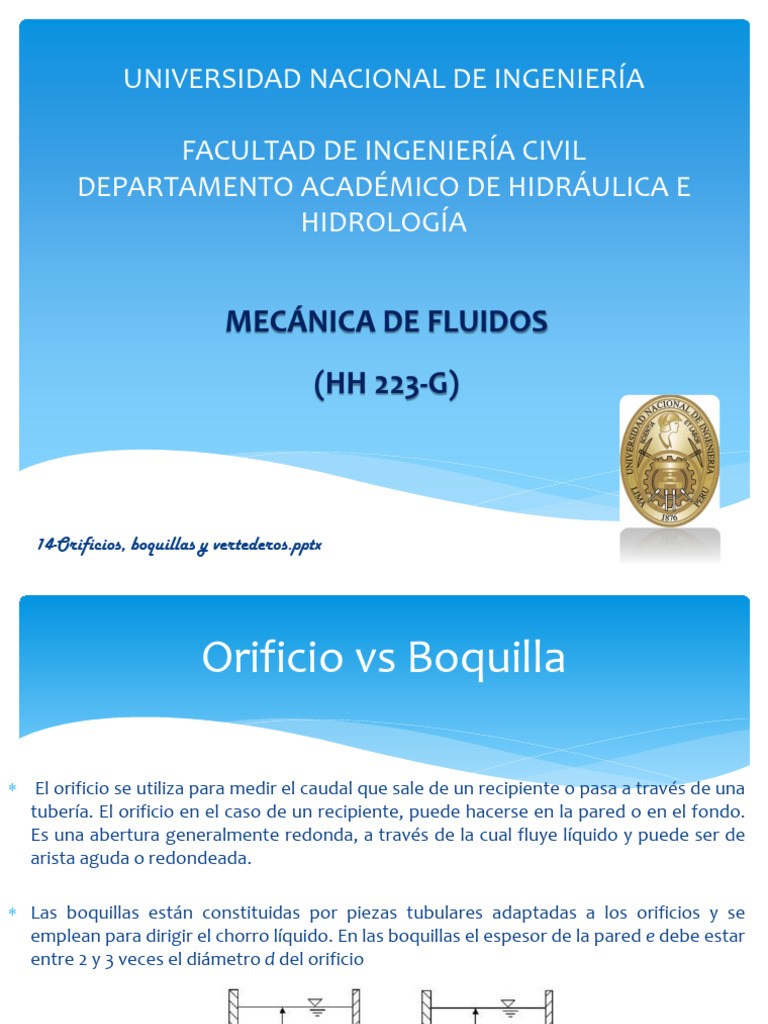 14-HH223-Orificios, Boquillas y Vertederos | PDF | Triángulo | Descarga (hidrología)