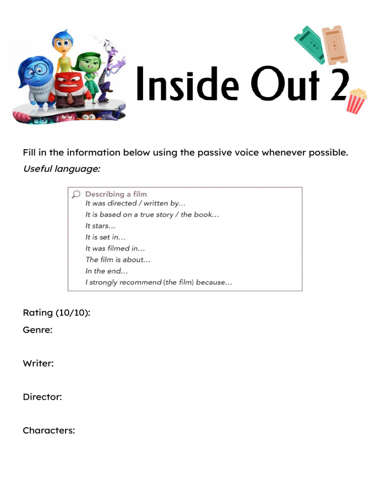 Inside Out 2 - Film Review Excursion Ws | PDF