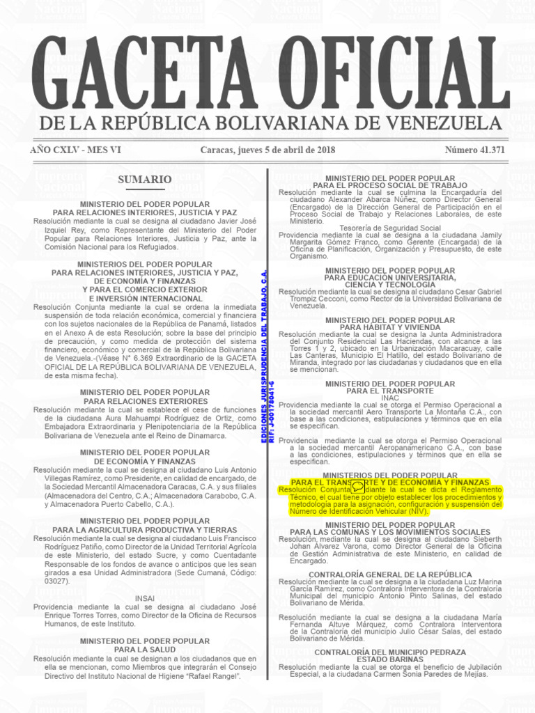 Resol Conjunta Niv Reglamento Tecnico 2018 | PDF