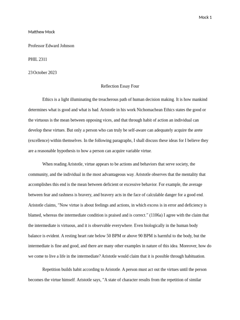Reflection Essay Four | PDF