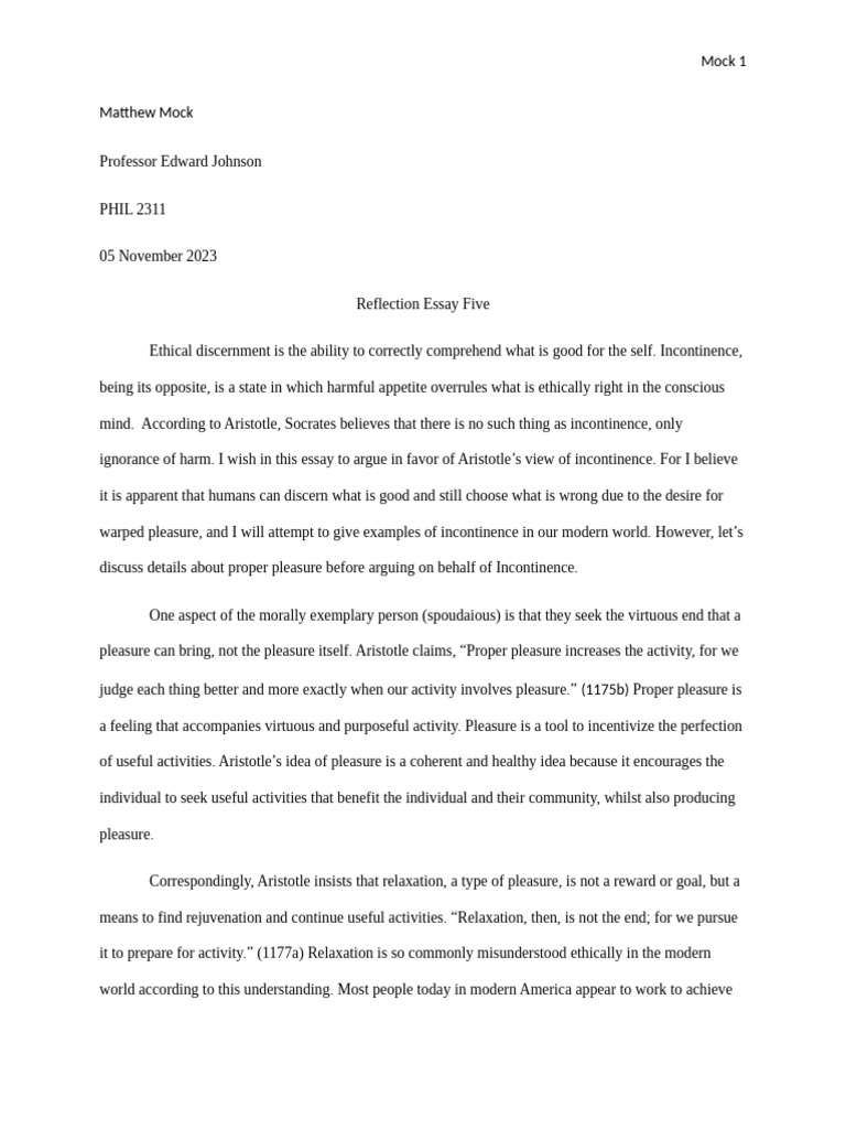 Reflection Essay Five | PDF