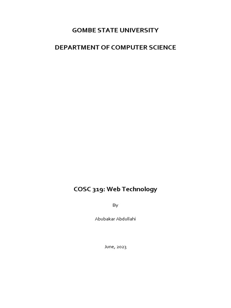 Web Technology Course Outline | PDF | Html | World Wide Web