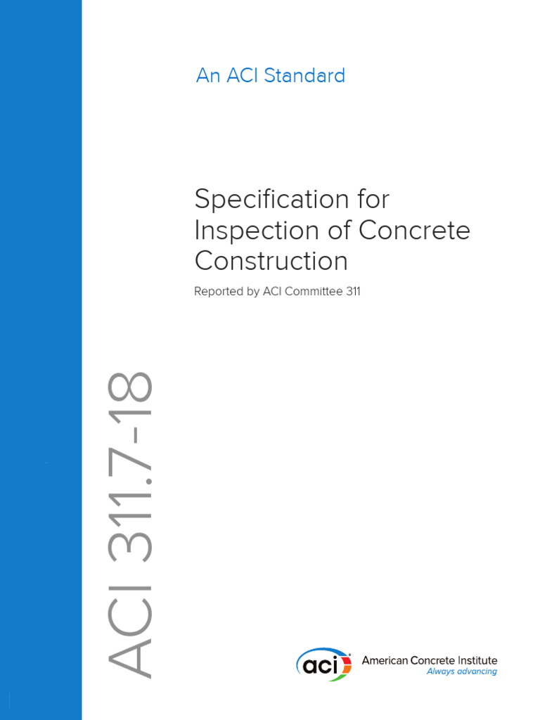 ACI 311.7-18 Specification For Inspection of Concrete Construction | PDF