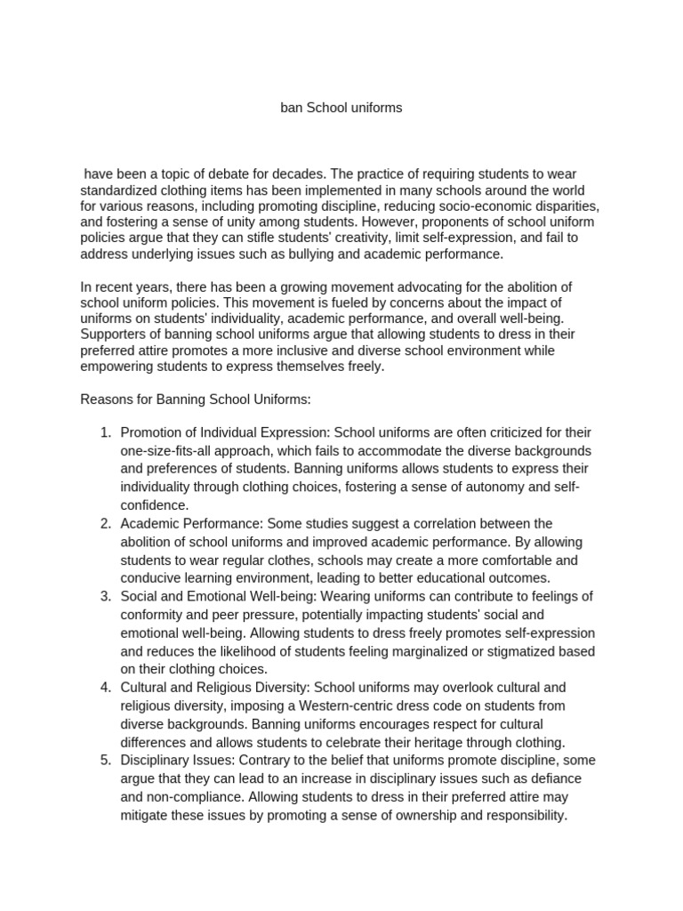 Ban School Uniforms | PDF