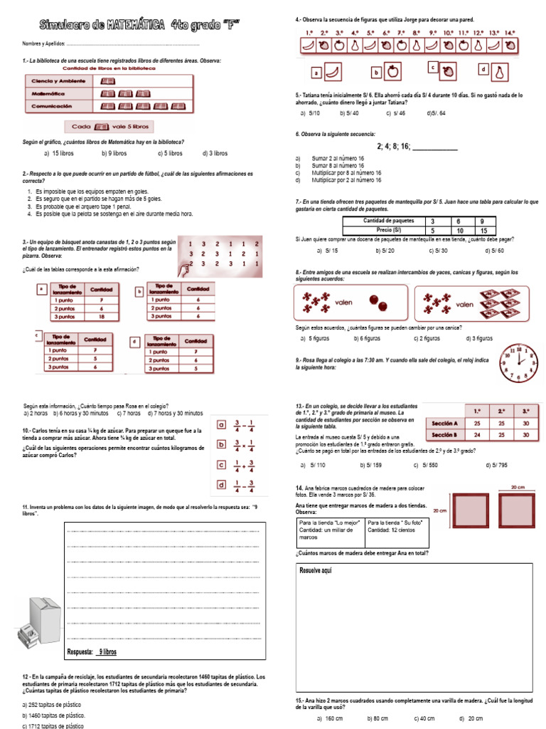 SIMULACRO DE MATEMÁTICA.docx - Documentos de Google | PDF
