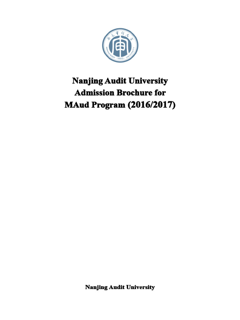 China - Admission Brochure For MAud Program - Nanjing Audit University | PDF | Accountant