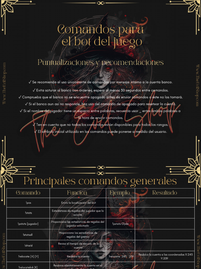 COMANDOS PARA BOT THE EVIL SHOP Fmf4na | PDF