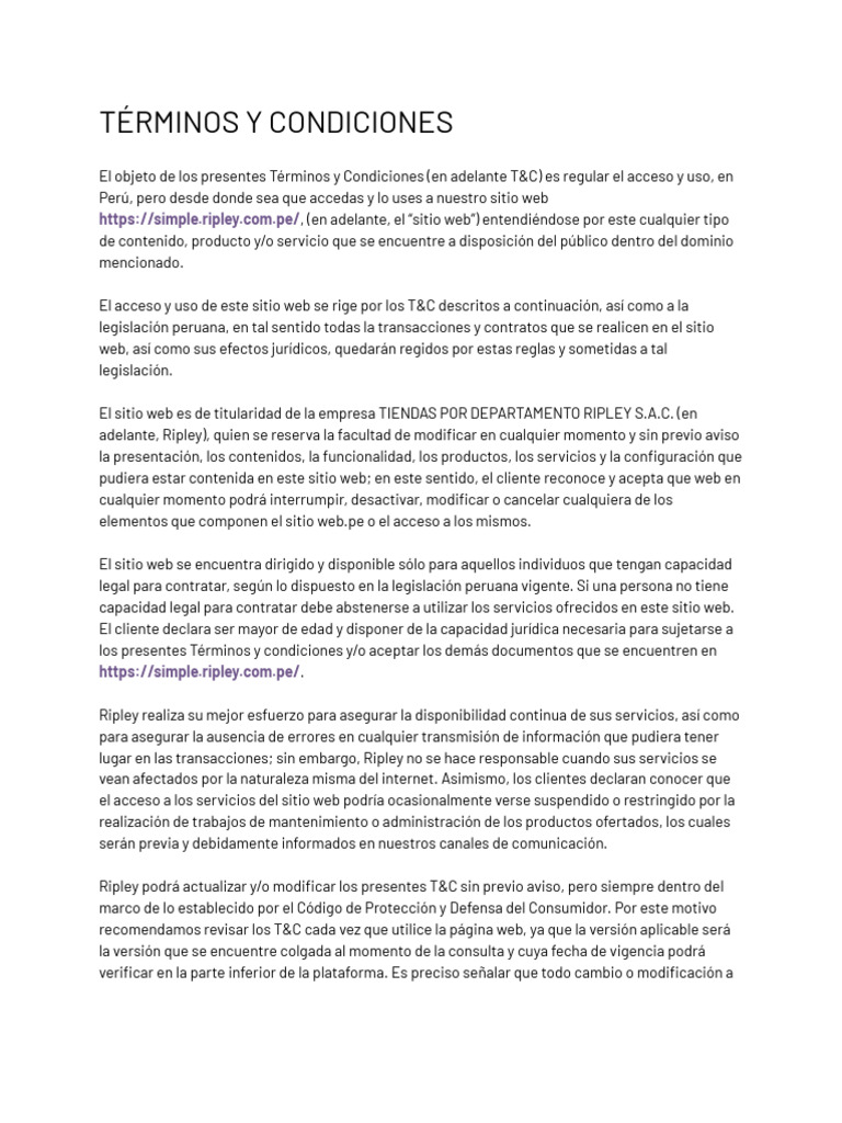 Términos Y Condiciones | PDF