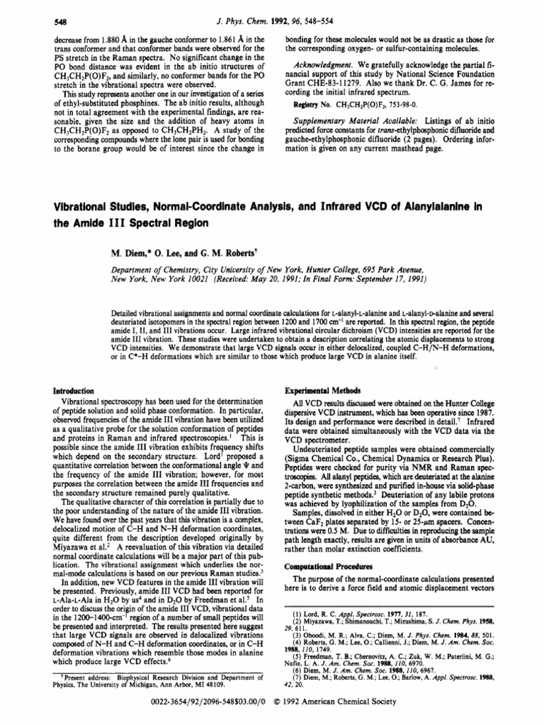Vibrational Studies, Normal-Coordinate Analysis, and Infrared VCD of ...