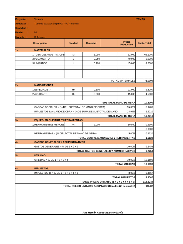 Precios Unitarios - Avanze | PDF