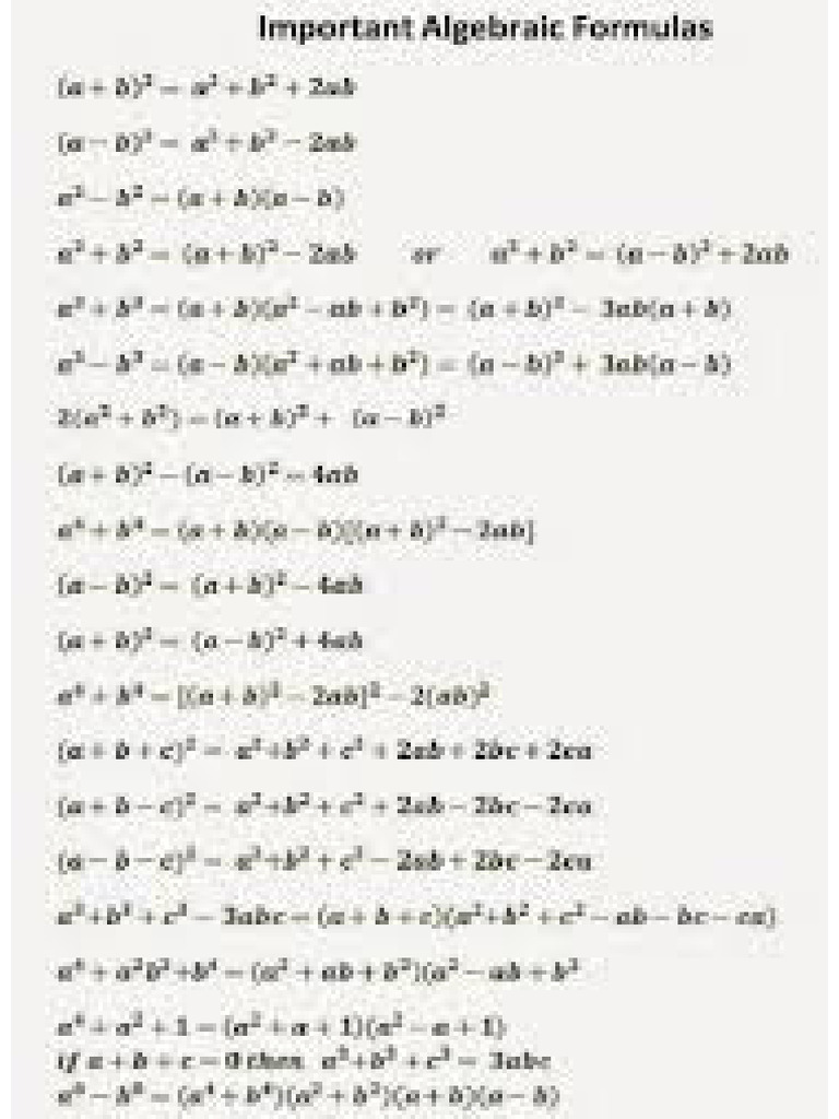 Important maths formulas | PDF