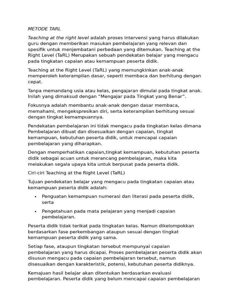 Metode Tarl | PDF