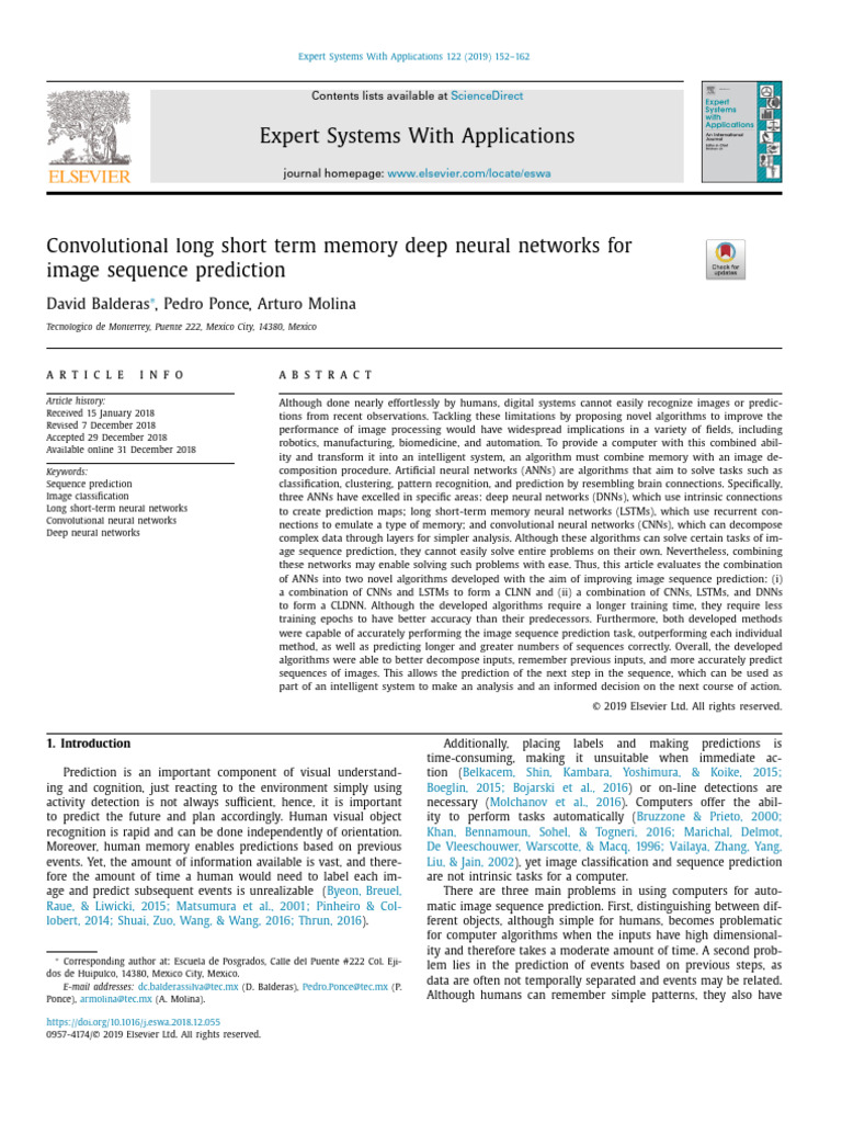 Convolutional Long Short Term Memory Deep Neural Networks For Image Sequence Prediction | PDF