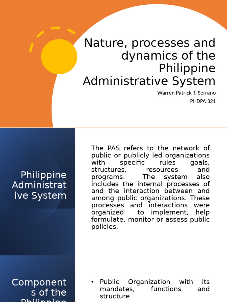 PHDPA 321 Nature Processes and Dynamics of the Philippine Admin System | PDF | American ...