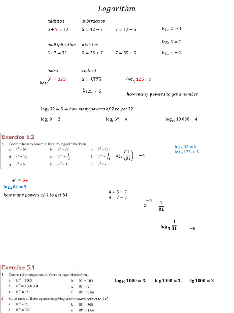 Logarithm 1 (A maths) | PDF