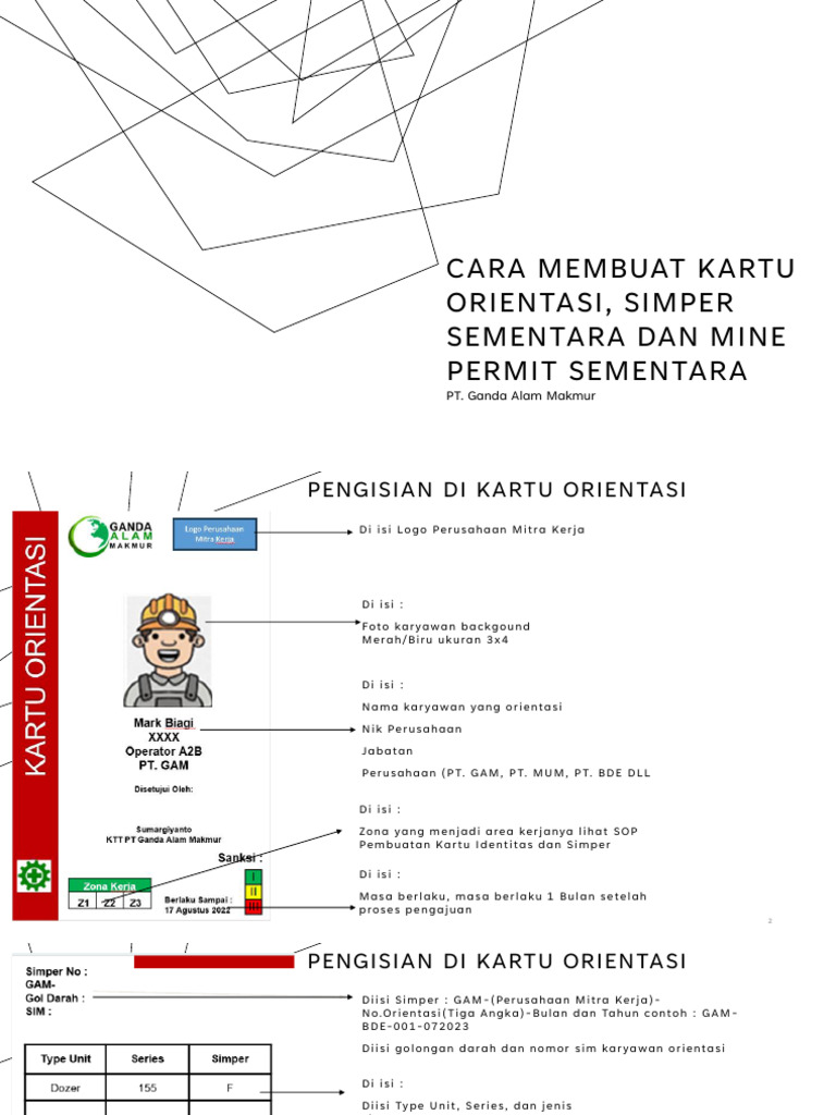 Petunjuk Membuat Kartu Orientasi, Simper Sementara Dan Mine Permit Sementara | PDF