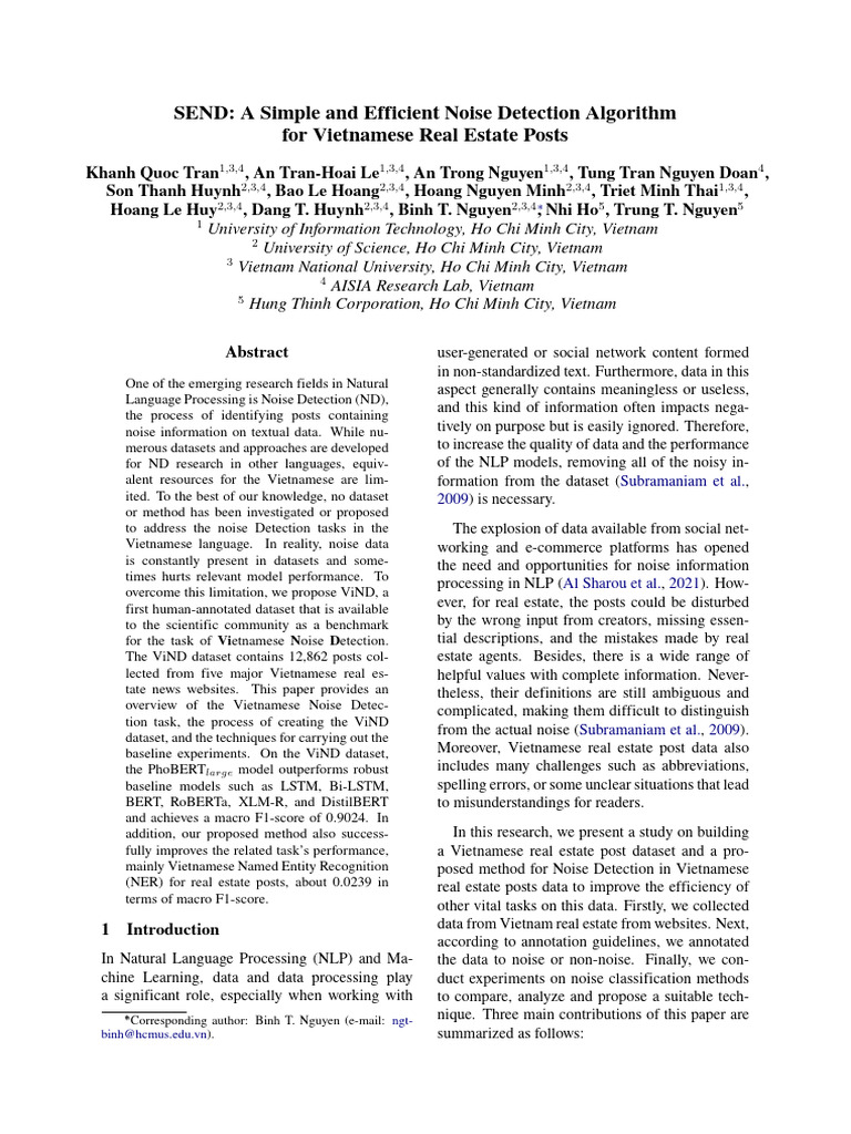 Send A Simple And Efficient Noise Detection Algorithm For Vietnamese Real Estate Posts Pdf 