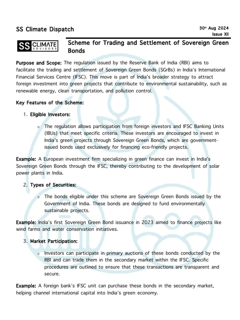 RBI Sovereign Green Bonds Regulation | PDF