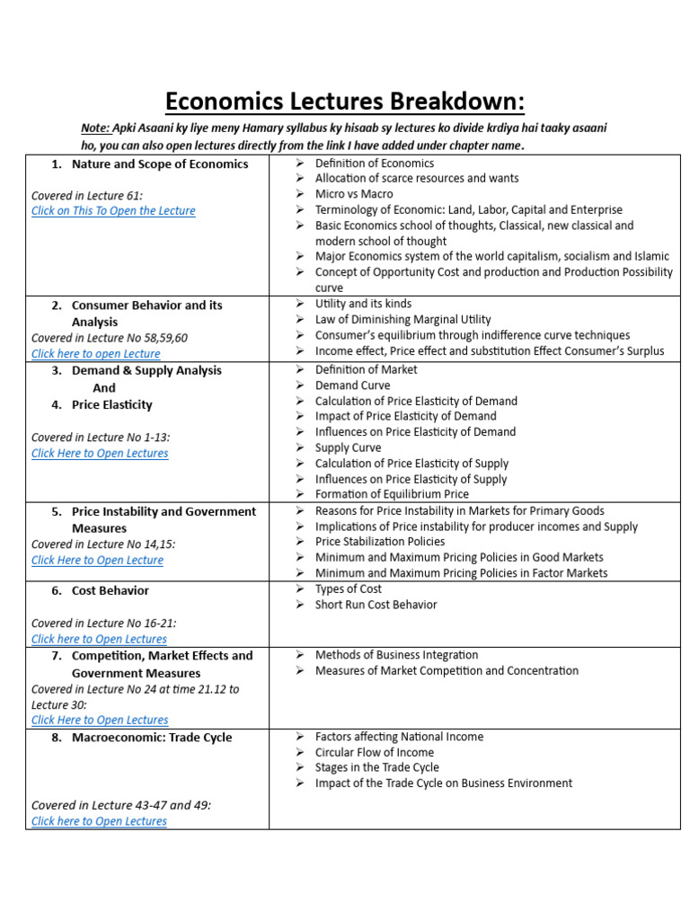 Eco Lectures Breakdown | PDF