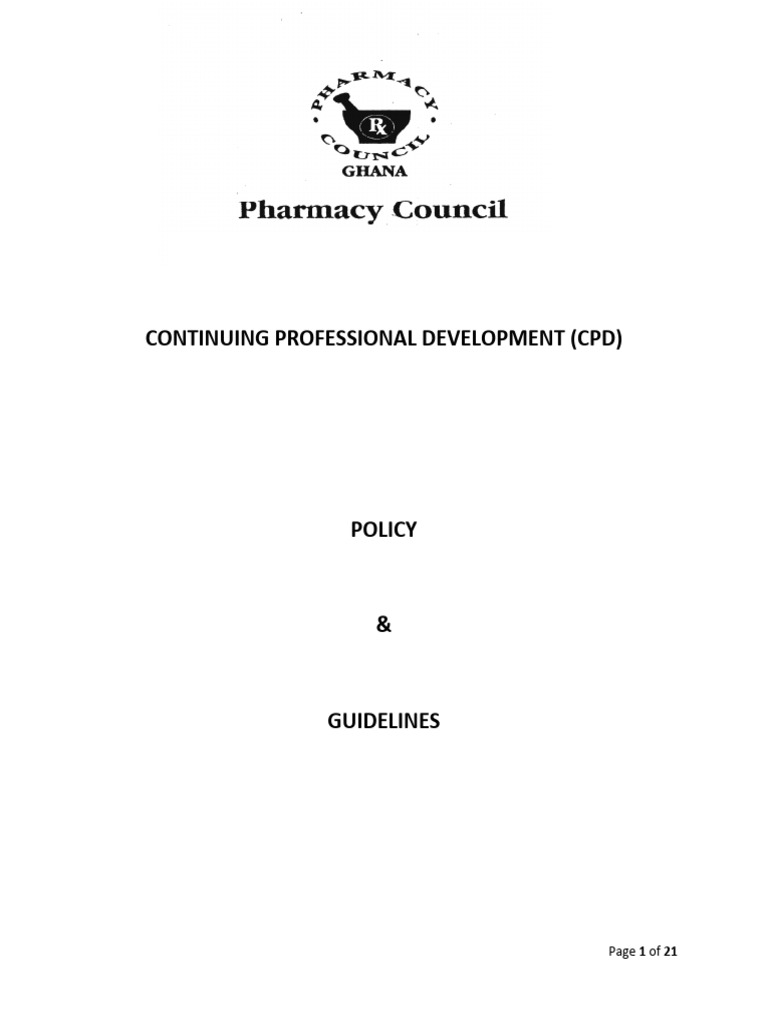 CPD Policy Guidelines For Pharmacists | PDF