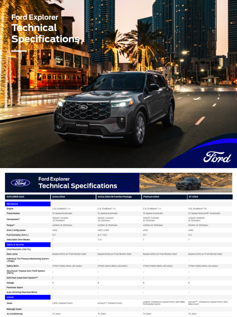 MY25 Explorer Spec Sheet En | PDF