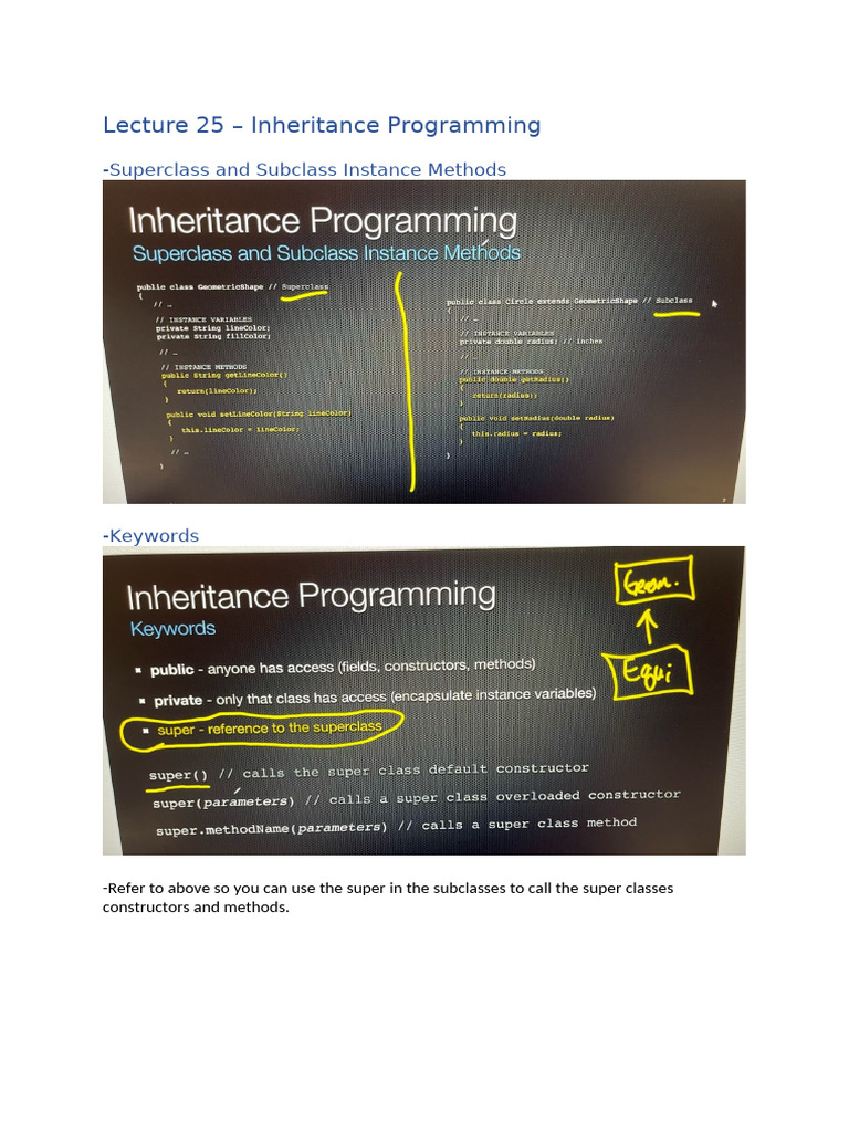 Lecture 25 - Inheritance Programming | PDF