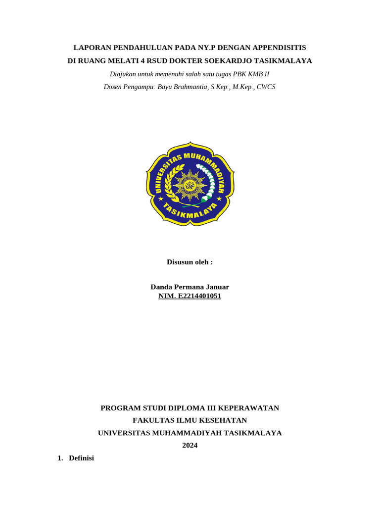 Laporan Pendahuluan App - Danda PJ | PDF | Abdomen