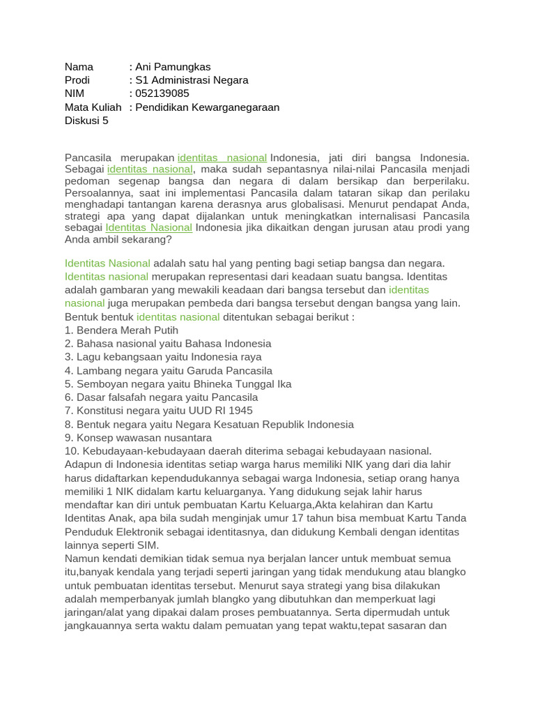 Diskusi 5 Pendidikan Kewarganegaraan | PDF