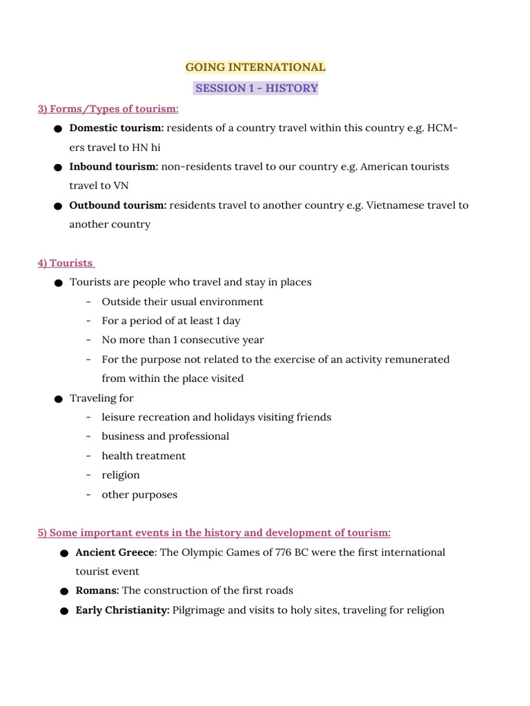 English For Tourism - Note | PDF