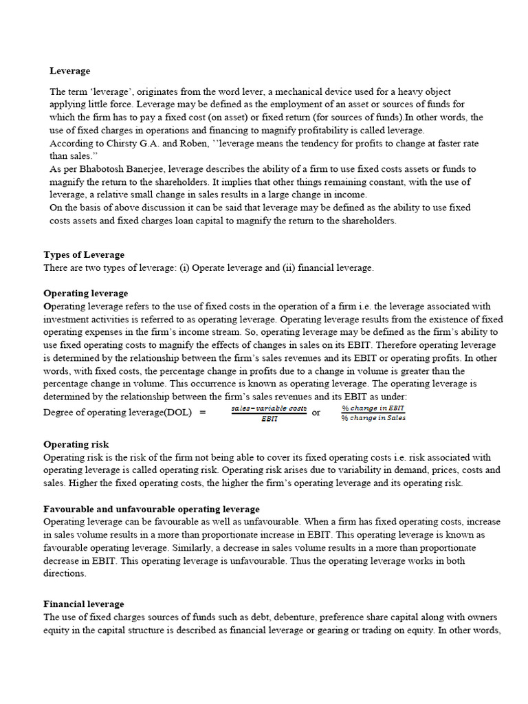 Leverage Basics | PDF