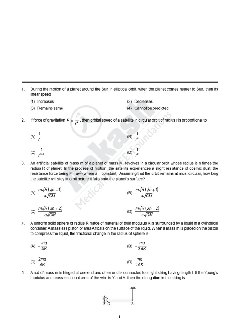 Spotlight Crux 2021 22 Day 4 in Class Assingement Physics Only Que | PDF
