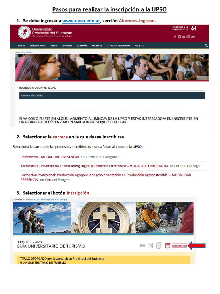 Instructivo Inscripción A La UPSO 2024 | PDF