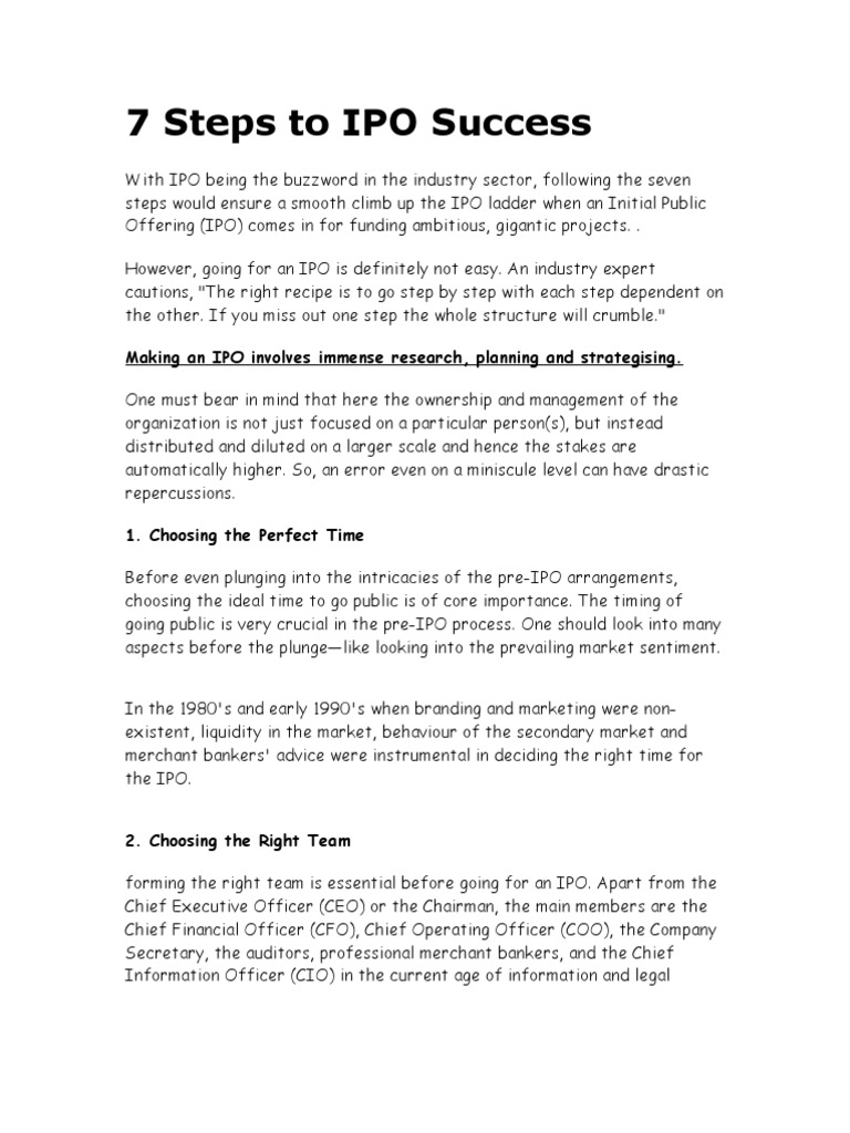 7 Steps for IPO Success Guide | PDF | Initial Public Offering | Investor