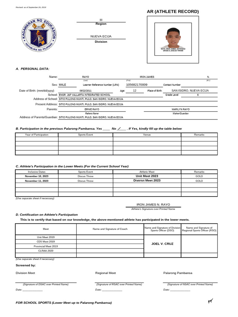 2020-Athlete-Record | PDF