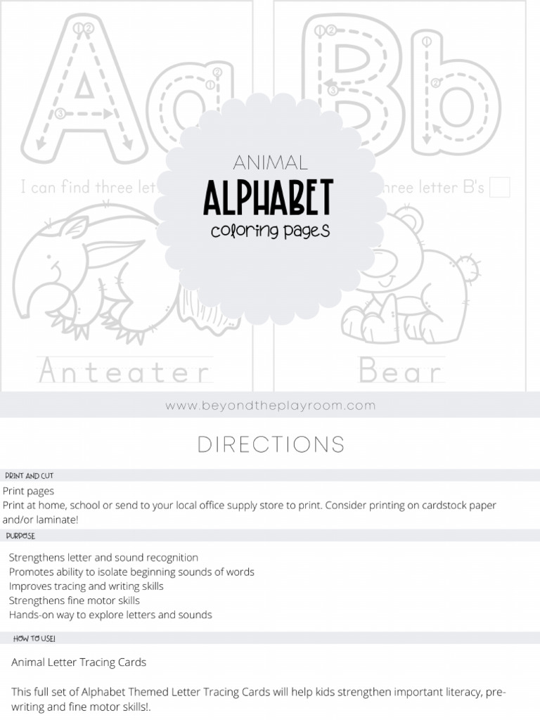 Animal Alphabet Coloring Pages | PDF