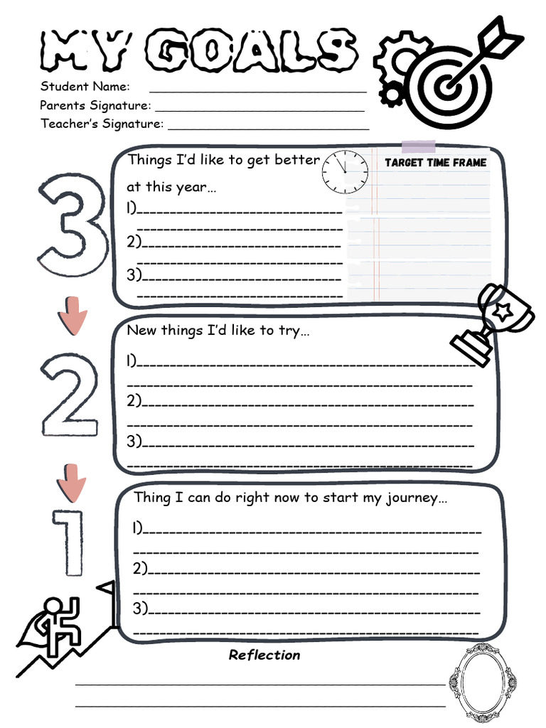 Pastel Goal Setting Classroom Worksheet | PDF