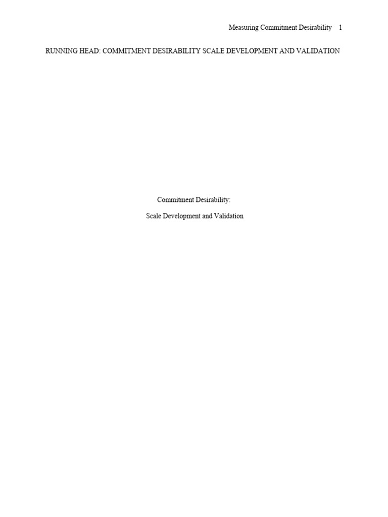 Commitment Desirability Scale Development and Validation - OSM | PDF