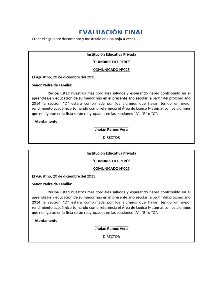 EVALUACIÓN FINAL | PDF