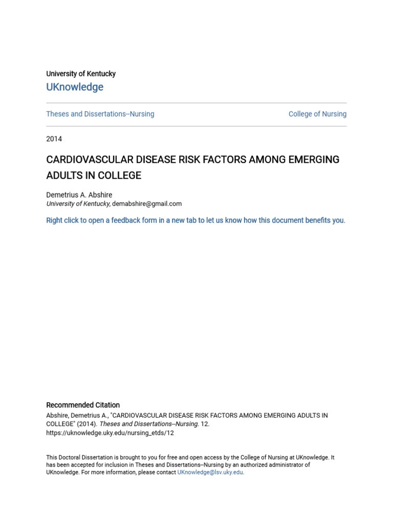CARDIOVASCULAR DISEASE RISK FACTORS | PDF