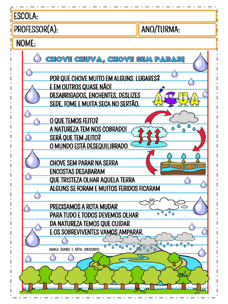 CHOVE CHUVA, CHOVE SEM PARAR - 4º e 5º anos COLORIDO | PDF