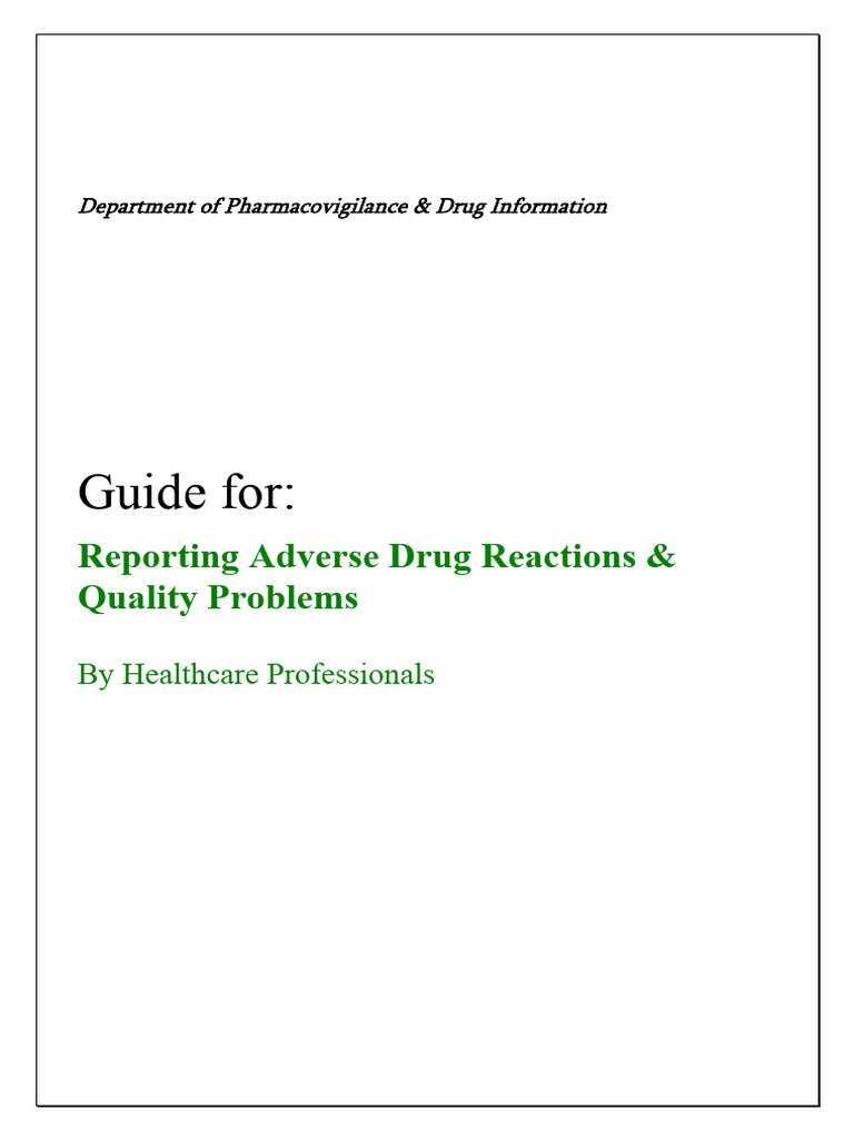 Reporting Adverse Drug Reactions Guide | PDF | Pharmacovigilance ...