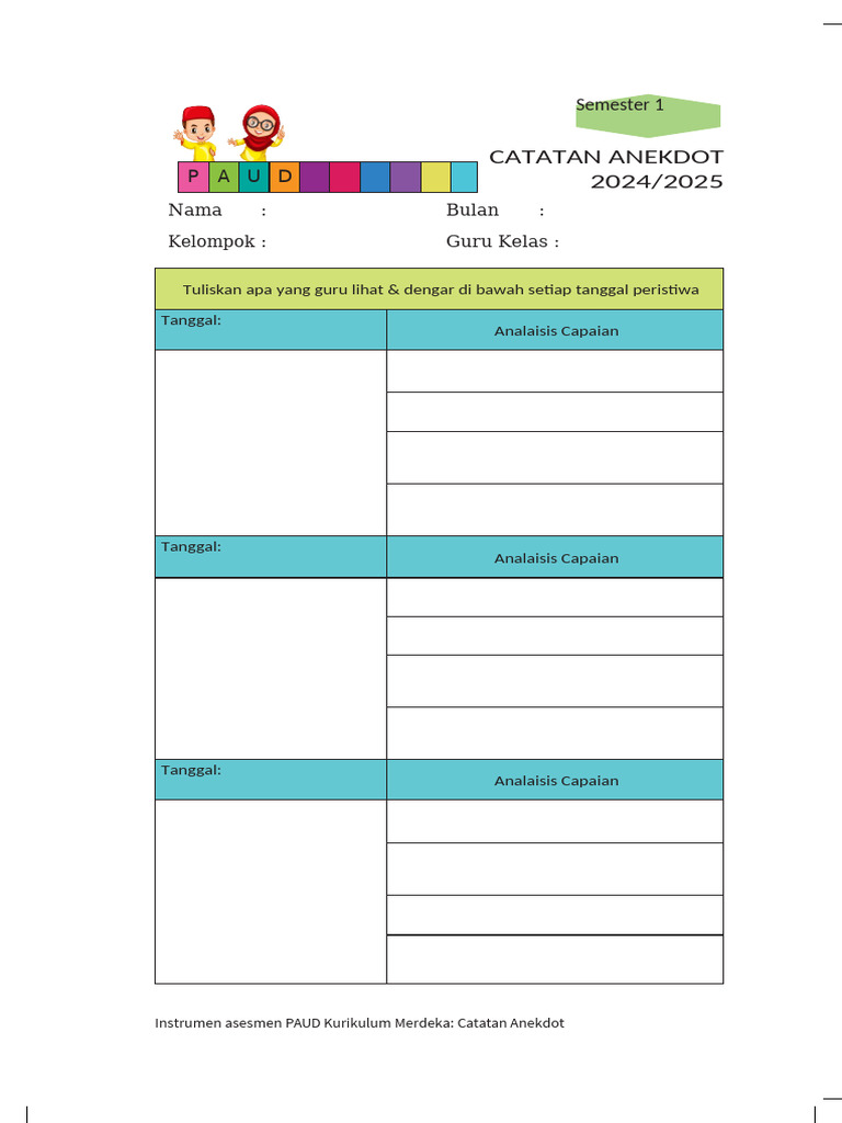 Catatan Anekdot Paud | PDF