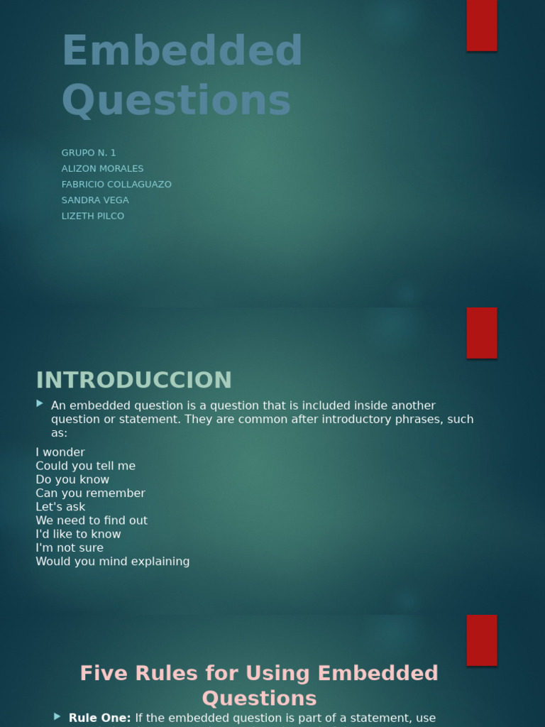 Embedded Questions | PDF