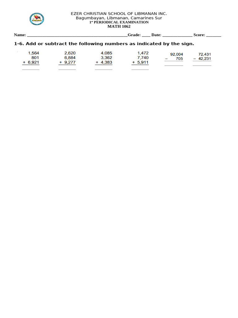 Math 1062- Exam | PDF