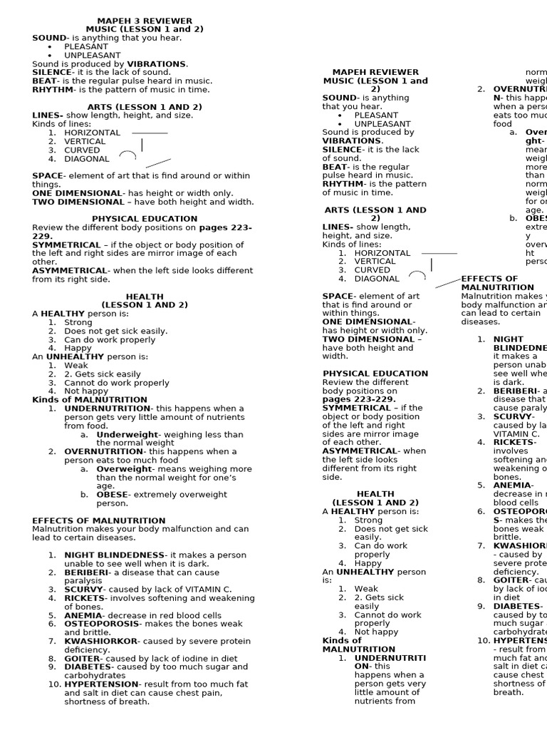 Mapeh 3 Reviewer | PDF