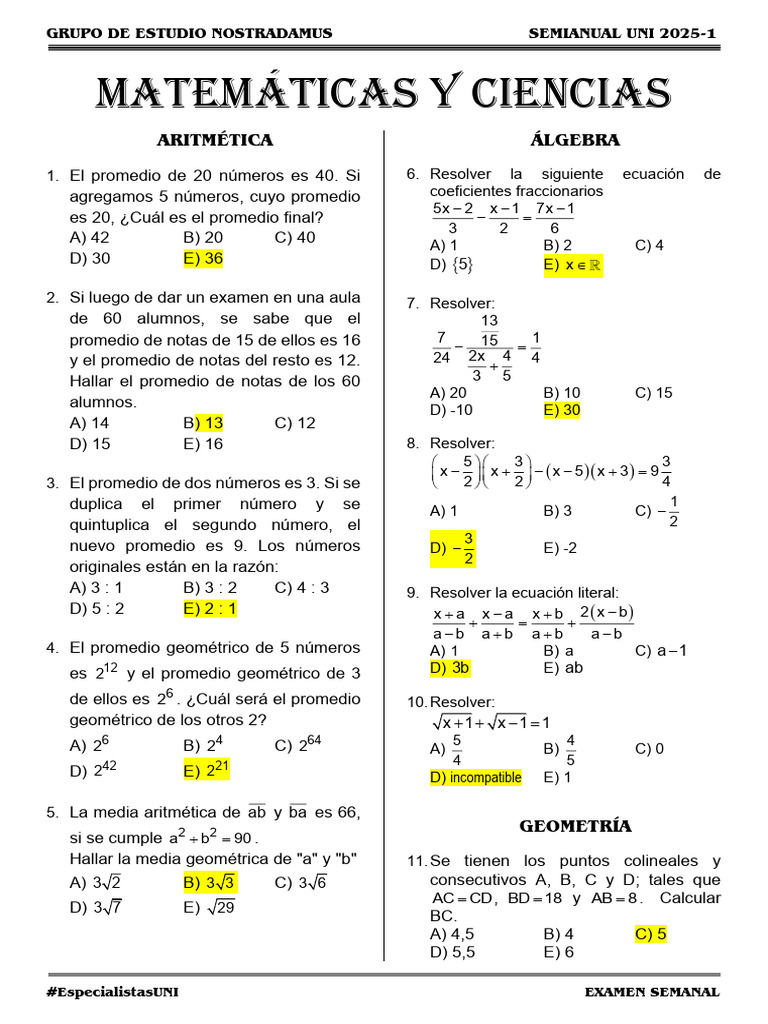 Saub 2025 1 Examen Semanal Intro 2 Claves | PDF