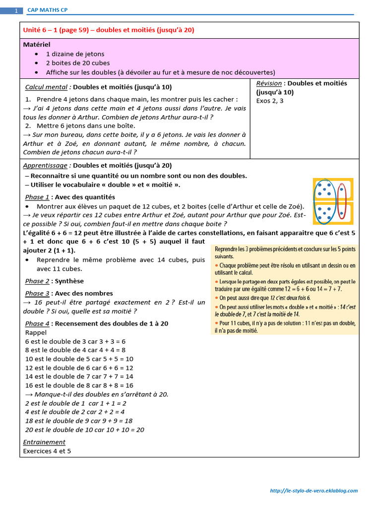 Unite 6 Cap Maths CP 2016 | PDF