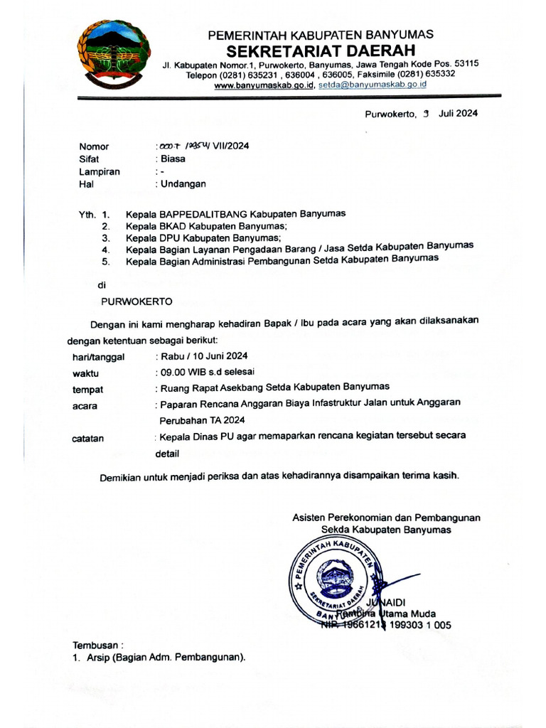 Undangan Paparan Perubahan DPU 2024 | PDF